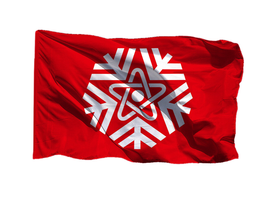 Флаг Снежинска на сетке, 100х150 см - для уличного флагштока