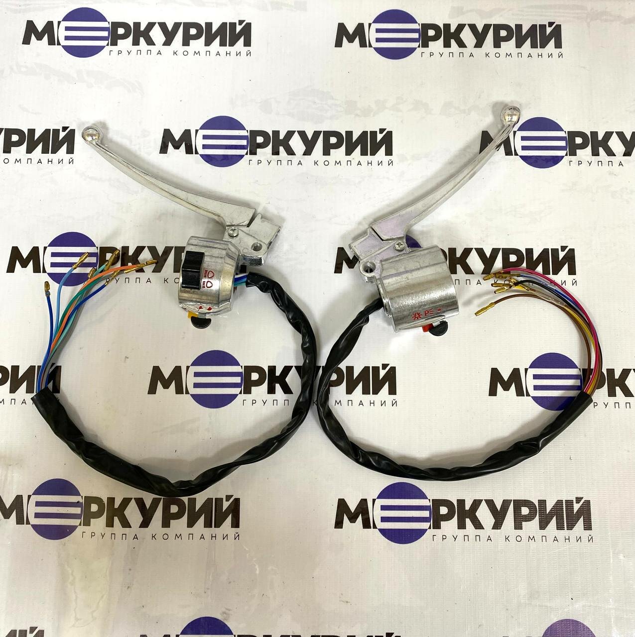 Переключатель на руль для мопедов Delta, Zodiak, OB-70 в сборе с рычагами (сцепление+тормоз) (хром)
