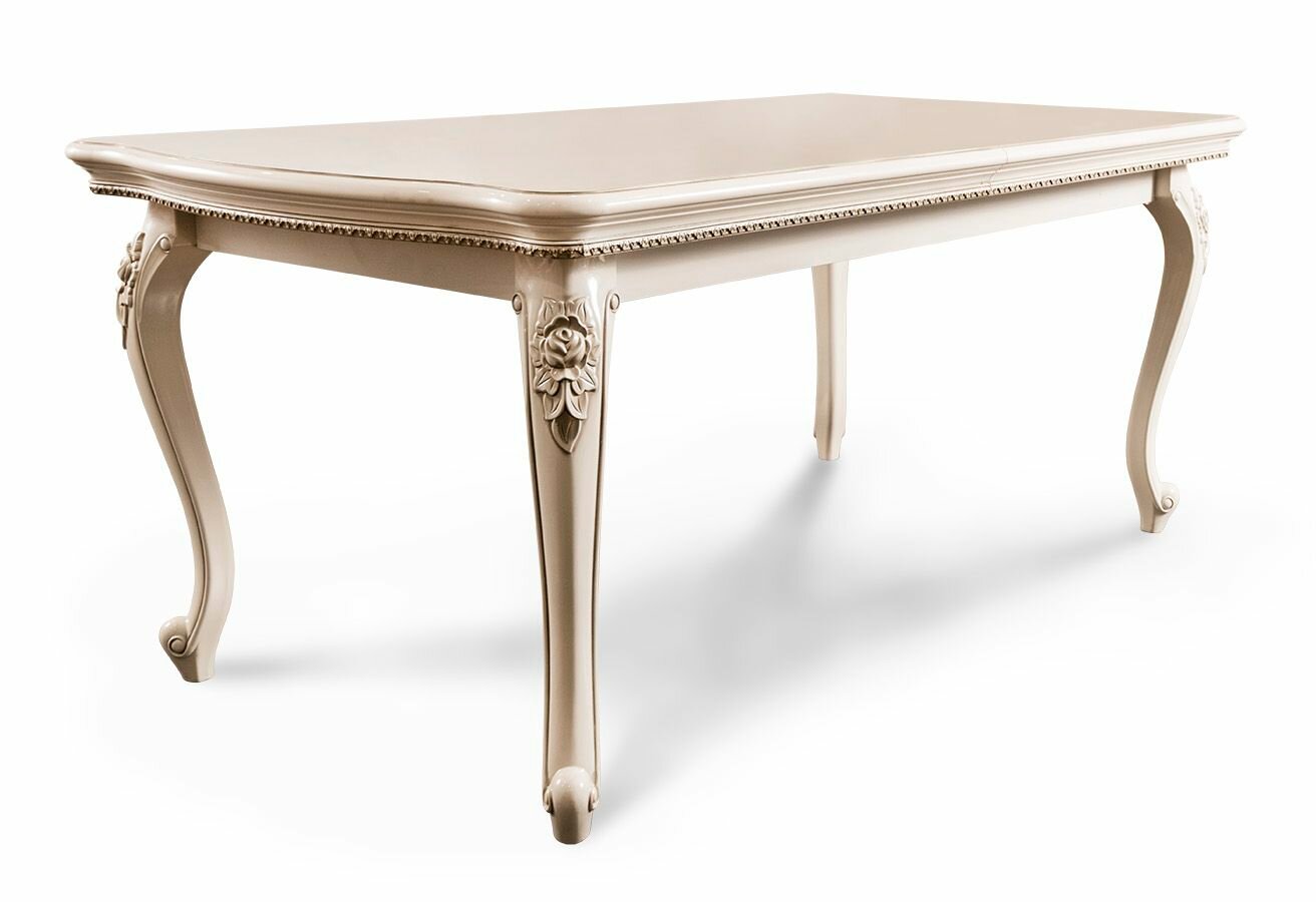 Обеденный стол "Alba", арт-декор, бежевый глянец, раздвижной, 100х180-230 см