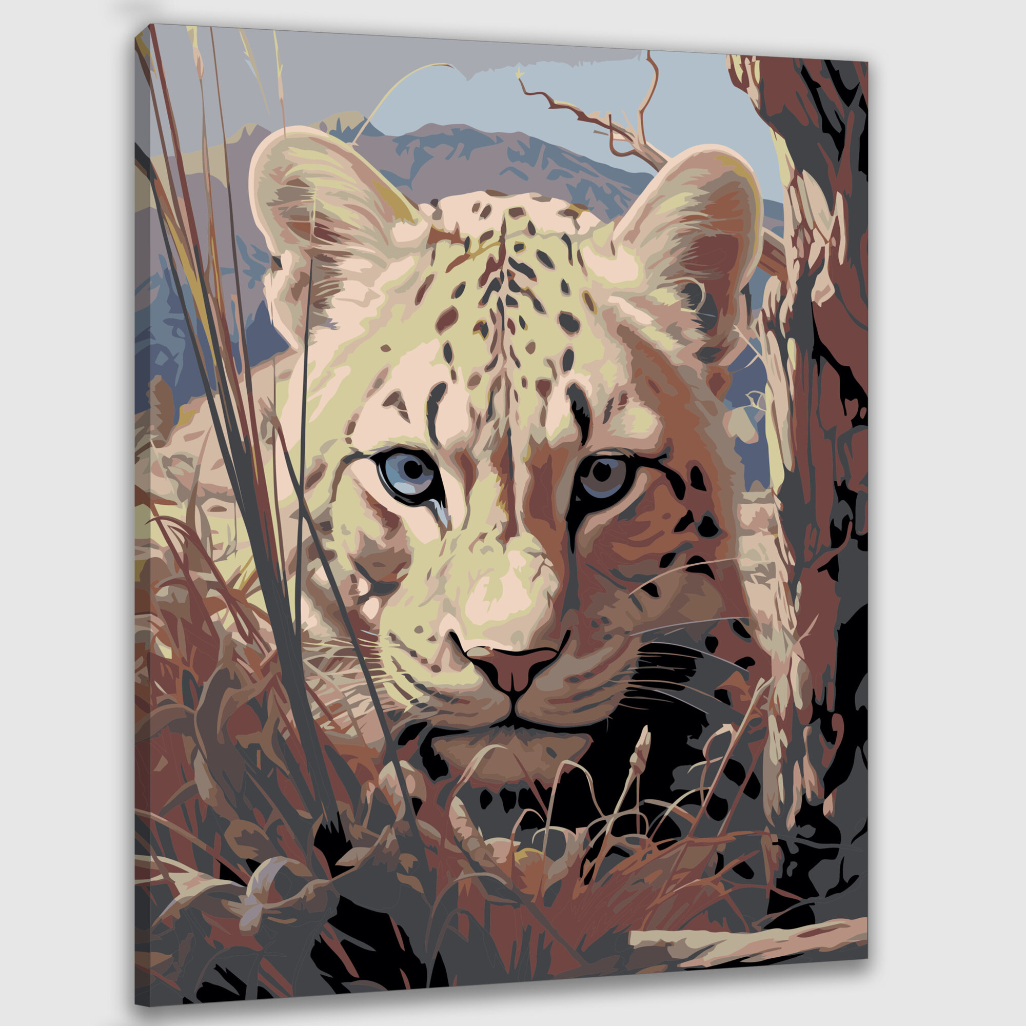 Картина по номерам 40x50 см, хищник, глаза, угроза, любопытство, окружающий ландшафт, естественная среда обитан