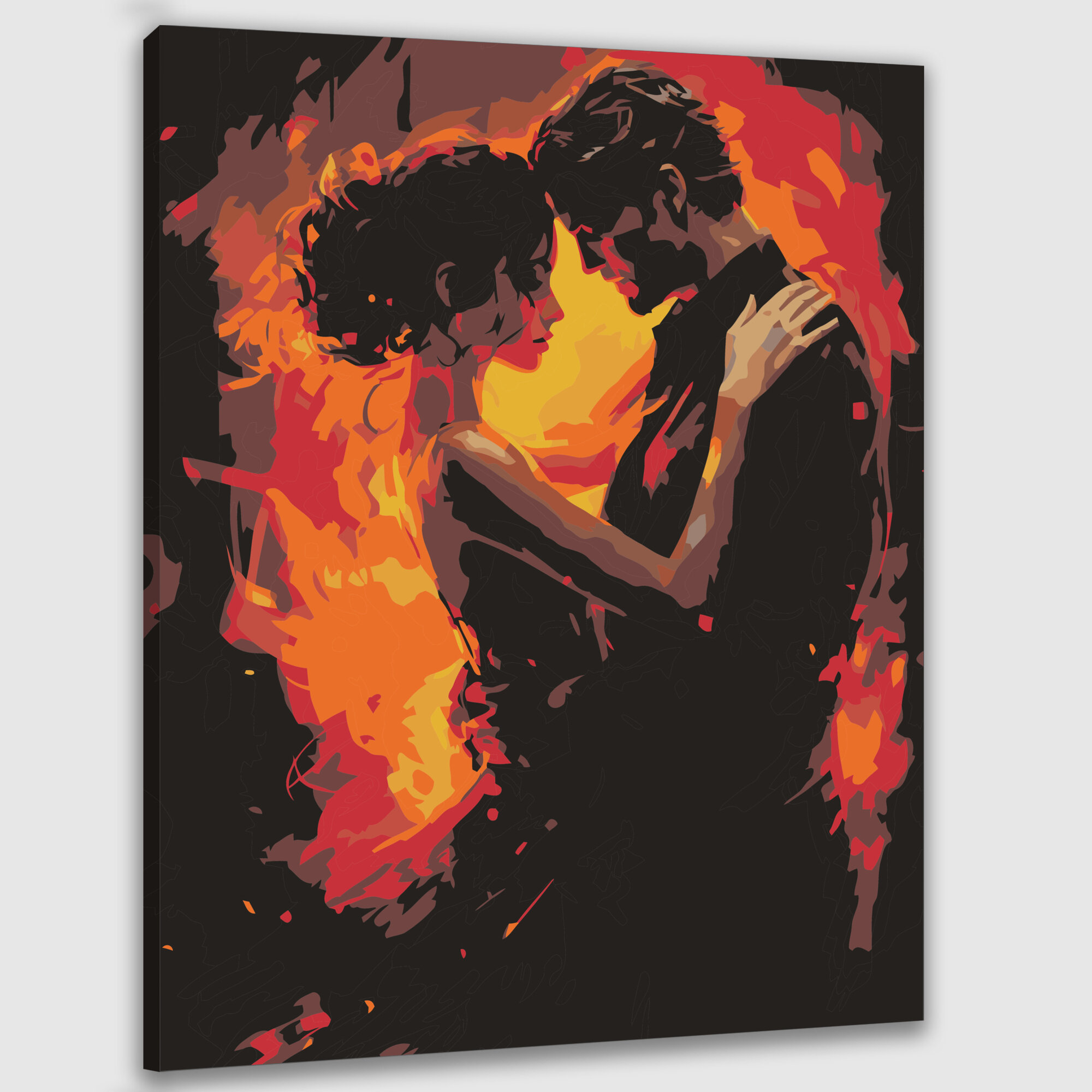 Картина по номерам 40x50 см, яркая, цифровая картина, страстный танец, танго, тускло освещенный бальный