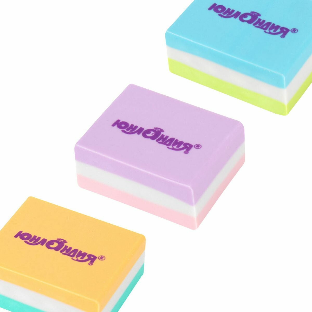 Ластик Юнландия Square, 30х24х13мм, прямоугольный, пастельные цвета (272673), 36шт.