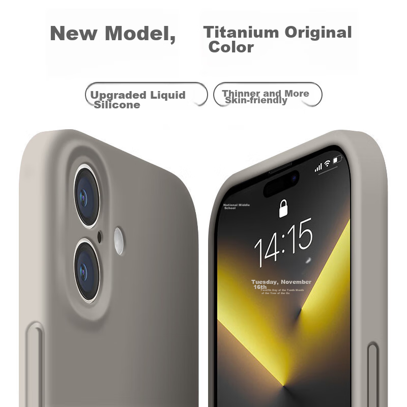 NEYAA IPhone 16 Case, IPhone 16 Protective Cover, Full Lens Protection, Liquid Silicone, Ultra-Thin, Shockproof, Simple Soft Shell for Men And Women, Titanium Original Color