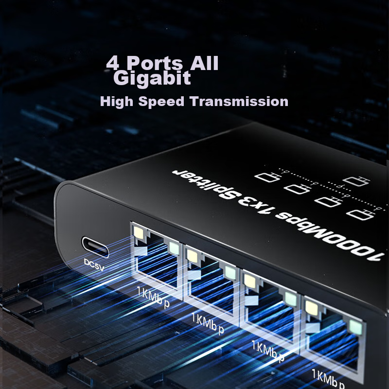 Kaiboer Network Cable Splitter, Gigabit Network One-To Simultaneous Internet Converter Adapter, Broadband RJ45 Network Port, Computer Laptop Router Set-Top Box Splitter