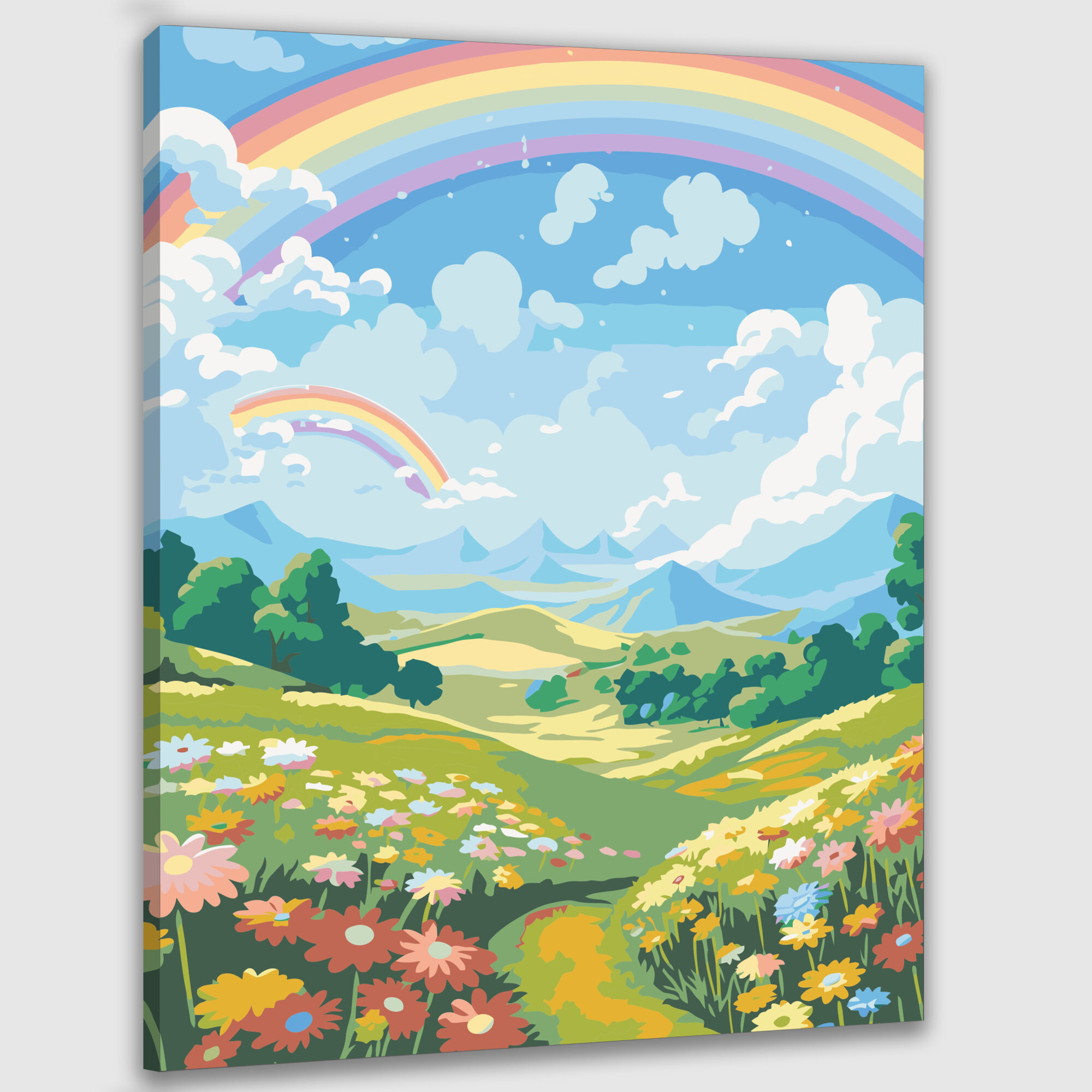 Картина по номерам 40x50 см, картина, цифровая, радуга, дуга, небо, цвета, радость, позитив, спектр, оттенки, ландшафт