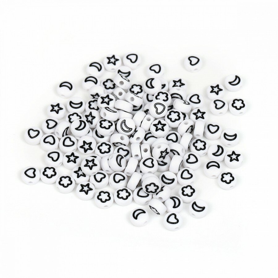 Бусины фигурки черно-белые M4H-B008.1 уп.500г