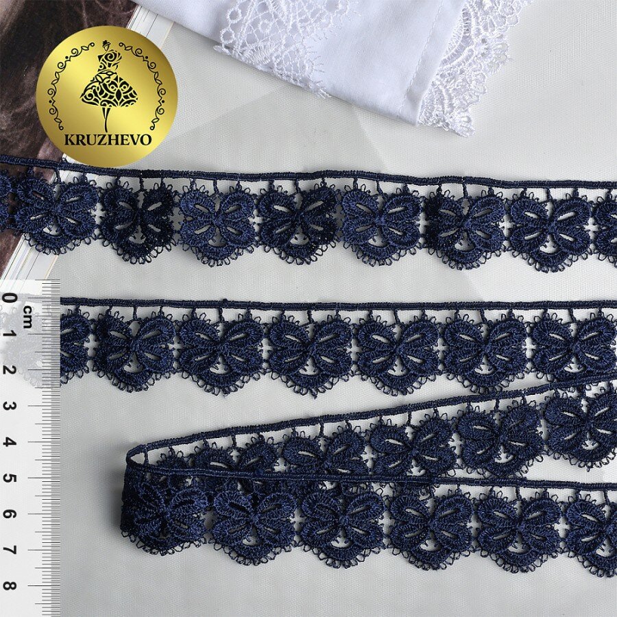 Кружево гипюр KRUZHEVO TR.4GB2503 шир.30мм цв.7 т. синий уп.9м