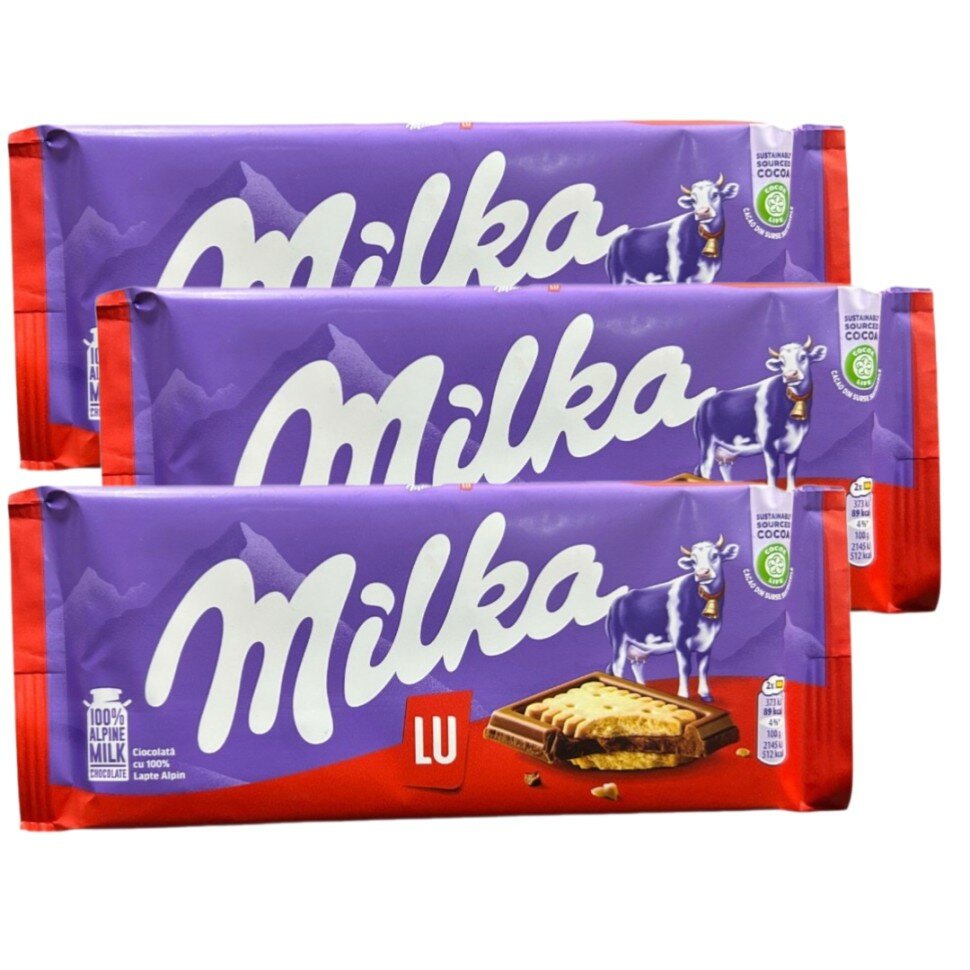 Шоколад молочный Milka Lu 87 грамм 3 штуки