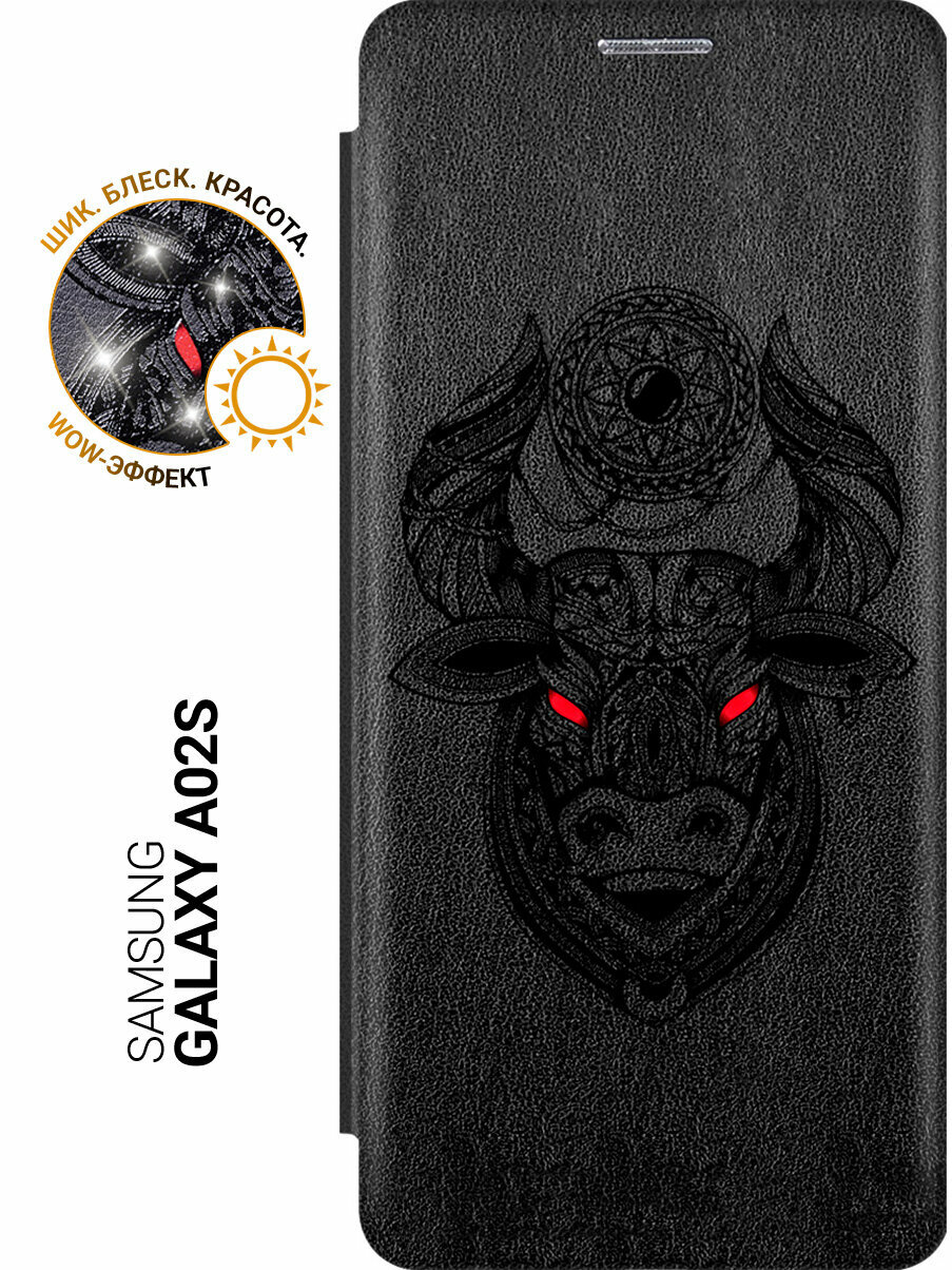 Чехол-книжка Book Art Jack для Samsung Galaxy A02s с принтом "Grand Bull" черный