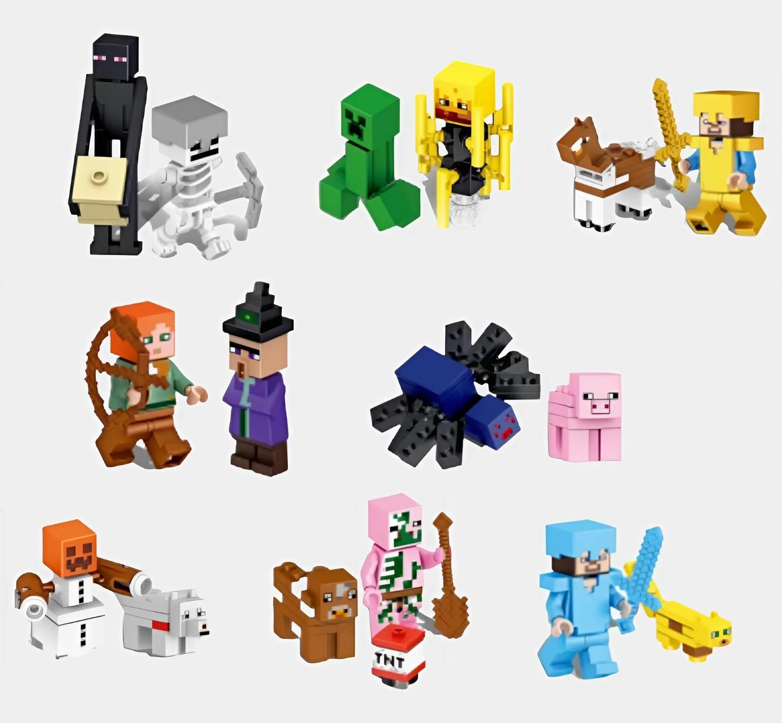 Конструктор для мальчиков Майнкрафт Жители края, 17 фигурок из набора Дом на дереве Minecraft , а также фигурки человечки, меч кирка факел горная пещера