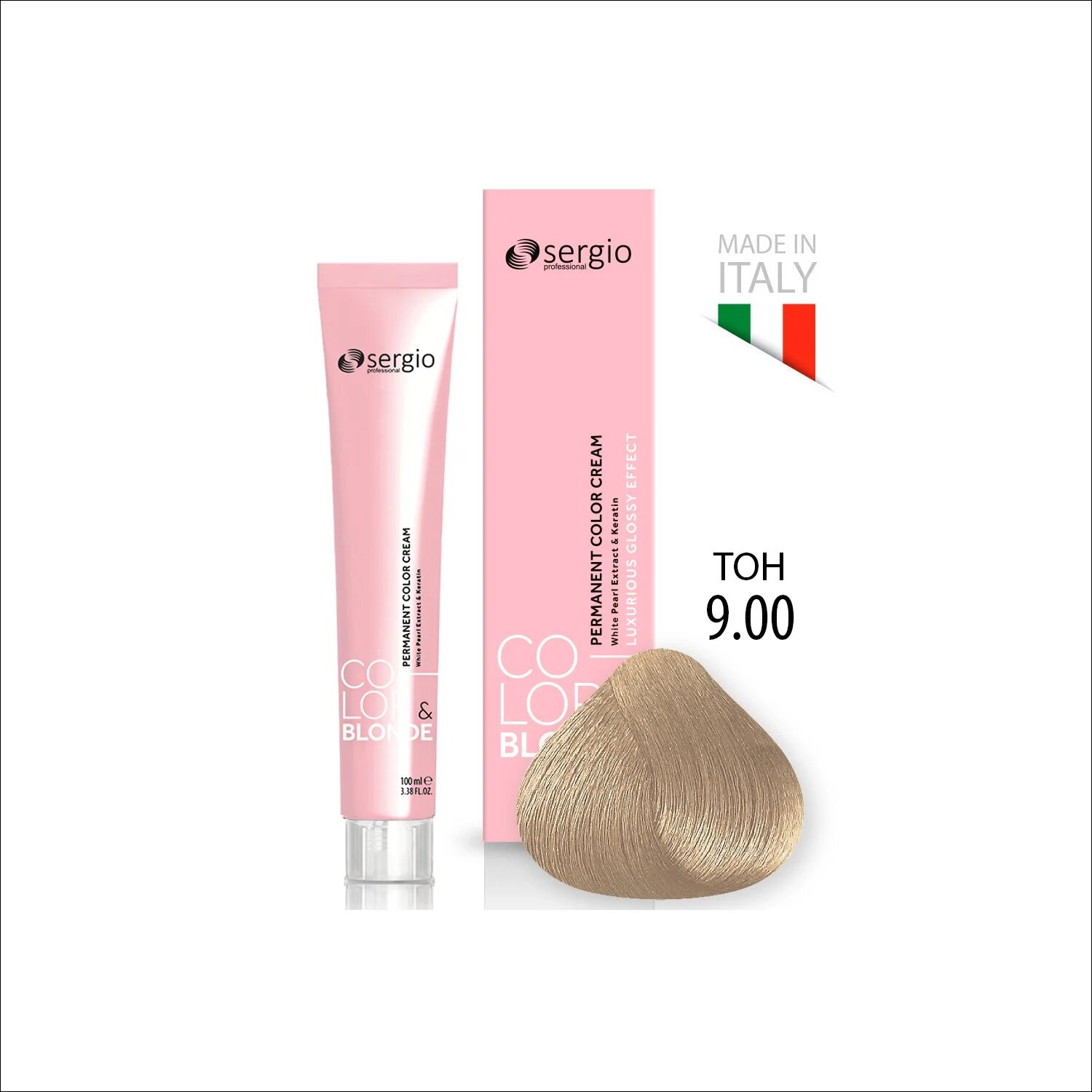 ПЕРМАНЕНТНЫЙ КРАСИТЕЛЬ ДЛЯ ВОЛОС 9.00 светлый блондин интенсивный , 100мл, sergio professional