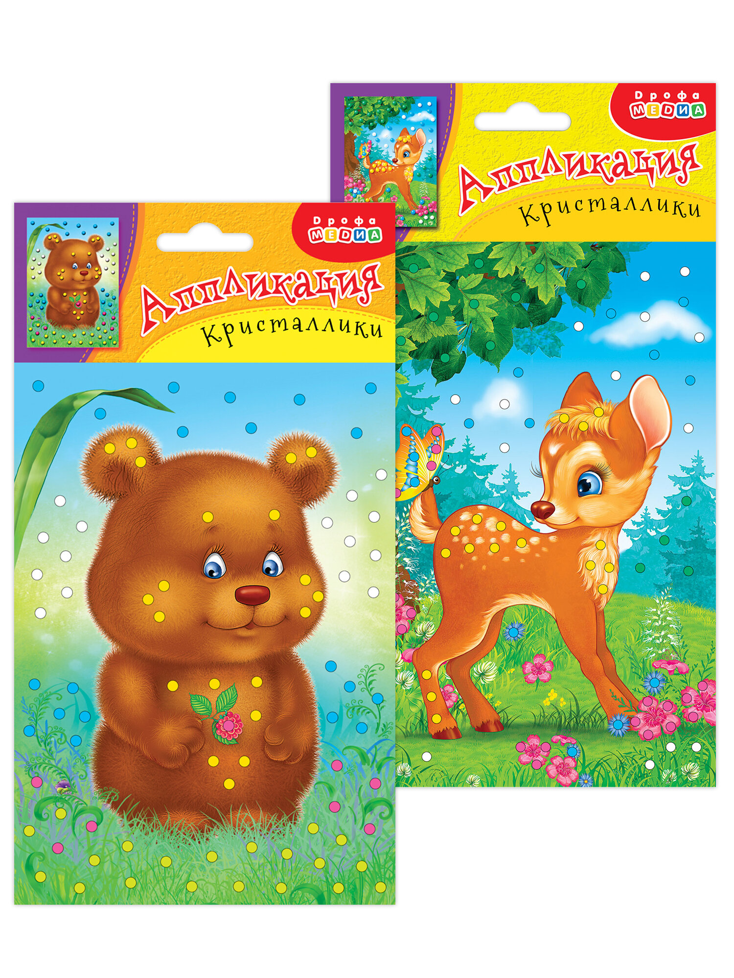 Набор для аппликации Дрофа-Медиа, кристаллики, "Медвежонок", самоклеящаяся, для детей от 3 лет