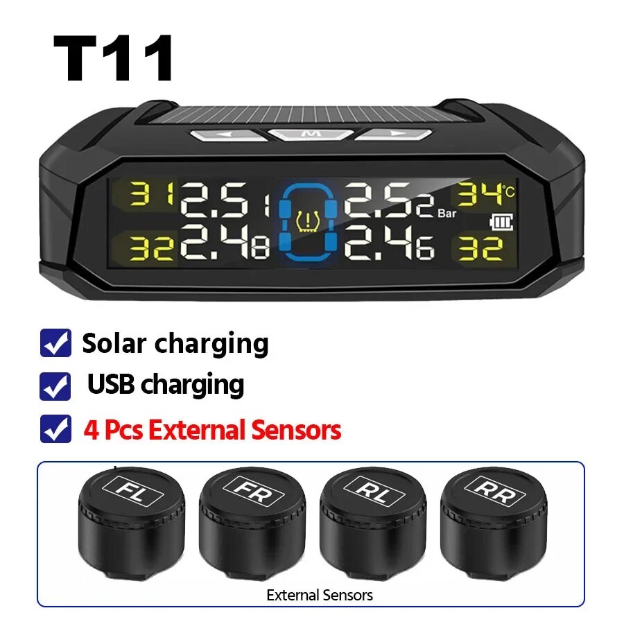 Автомобильный детектор, 4 датчика, tpms, система контроля давления в шинах, автоматический детектор безопасности, давление, водонепроницаемость, температура давления в шинах