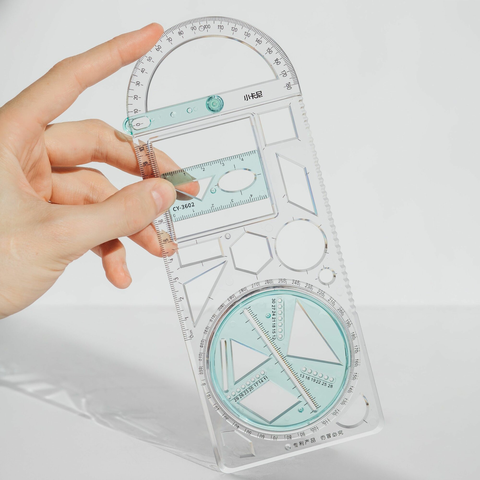 Линейка школьная офицерская с формулами для Огэ, Егэ и черчения, 5в1 зеленая