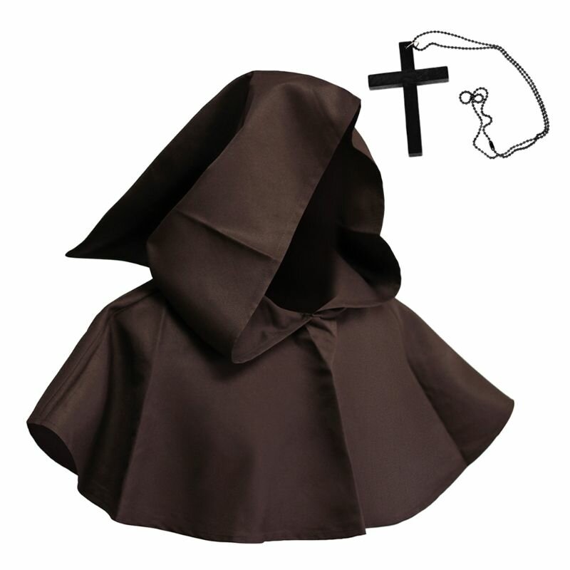 Религиозный плащ для Хэллоуина с шляпой и крестом, - BN