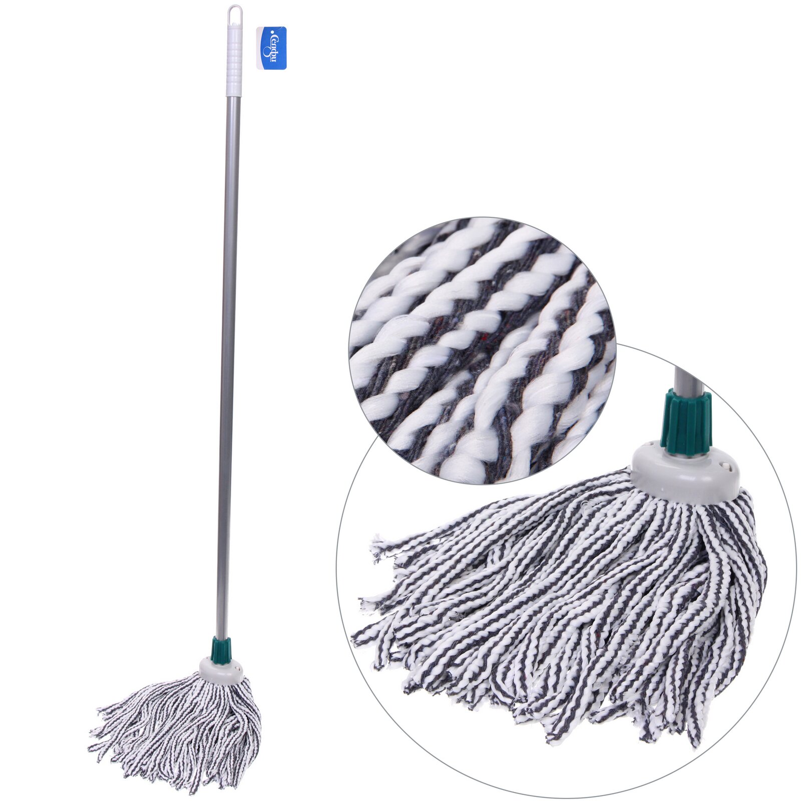 Швабра моп с длинной металлической ручкой и сменной насадкой 350 г для лёгкой уборки