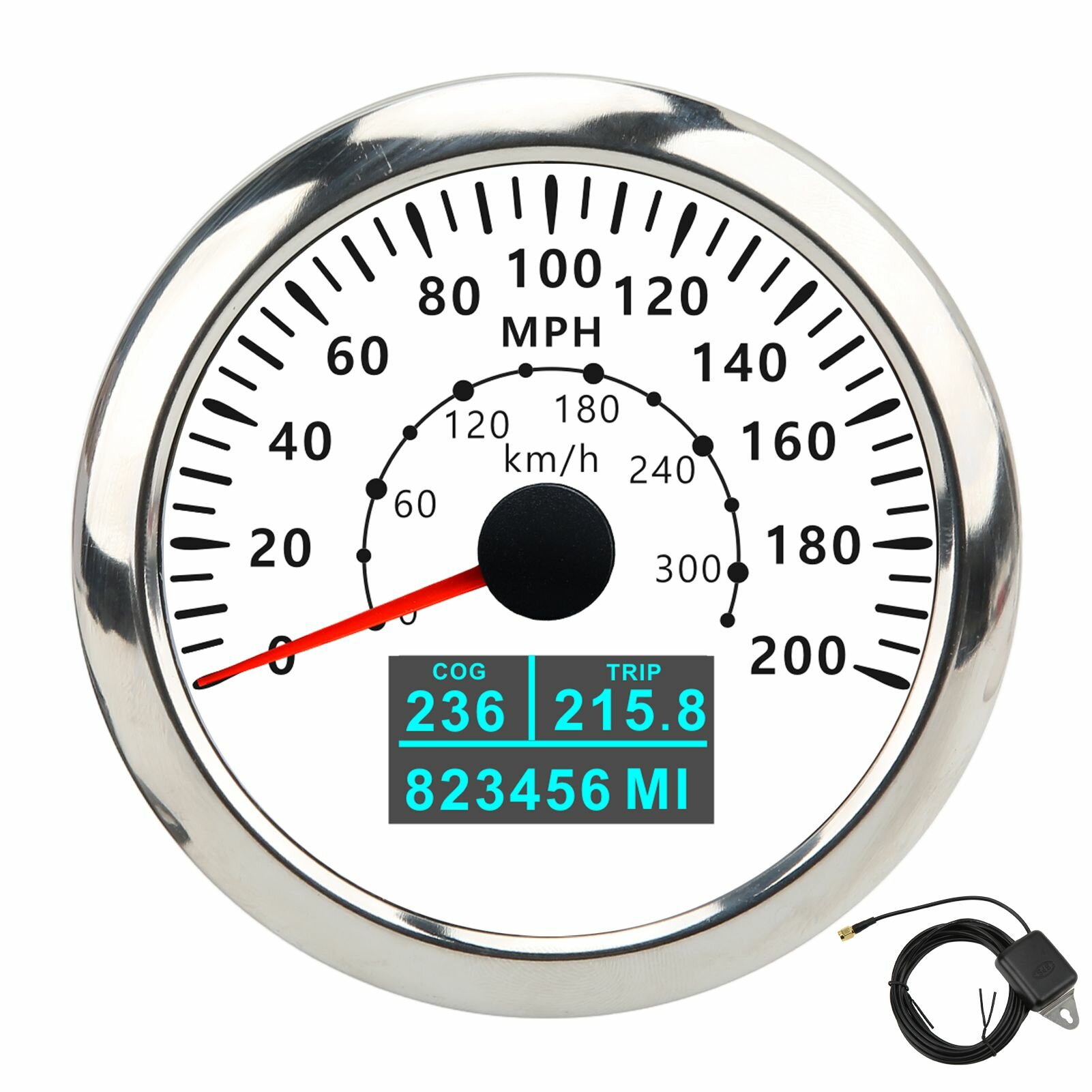 85 мм GPS спидометр 0-200 миль/ч, водонепроницаемый цифровой с подсветкой для лодок и RV, белый