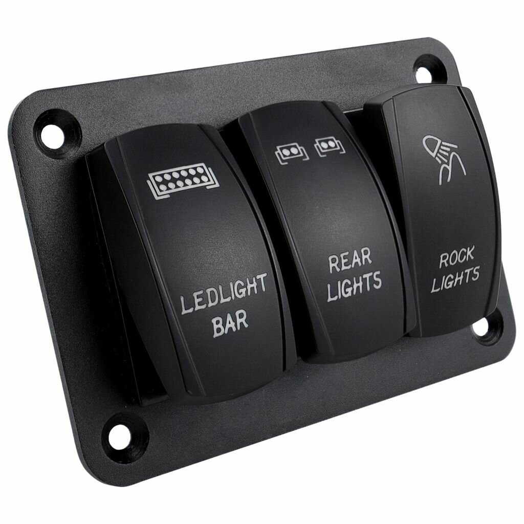 Выключатель, Панель управления переключателем LED-ламп для автомобилей и судов - красная - 3 позиции