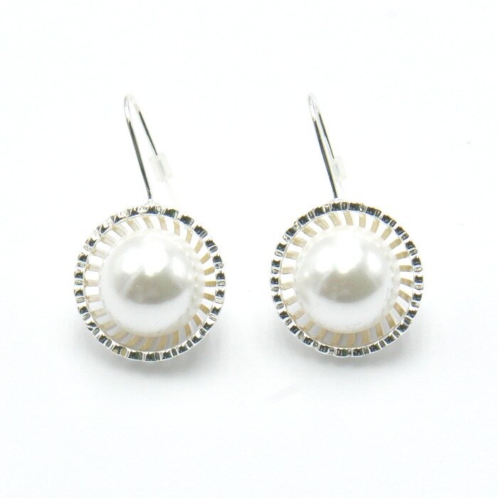 Серьги, бижутерный сплав, 925 проба, жемчуг имитация