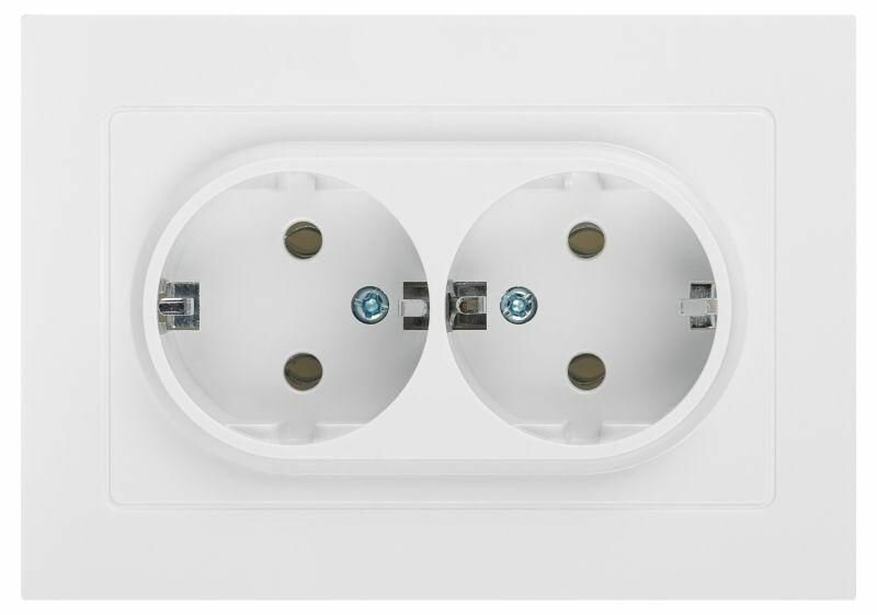 Розетка 2-м СП Accent 6-205-01 16А IP20 250В 2P+E Schuko AL/CU бел. Intro Б0063485