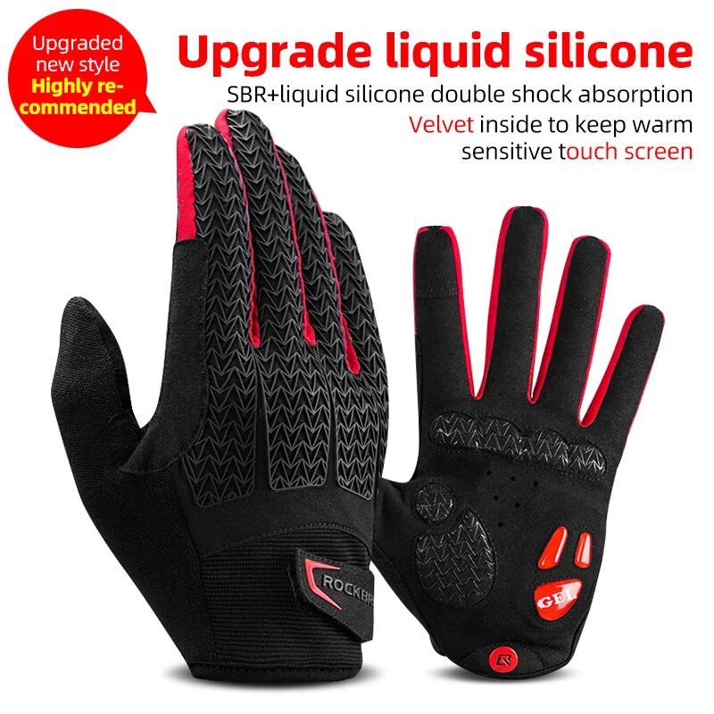 ROCKBROS Велосипедные перчатки полнопальцевые Черный, S, S169-1BR