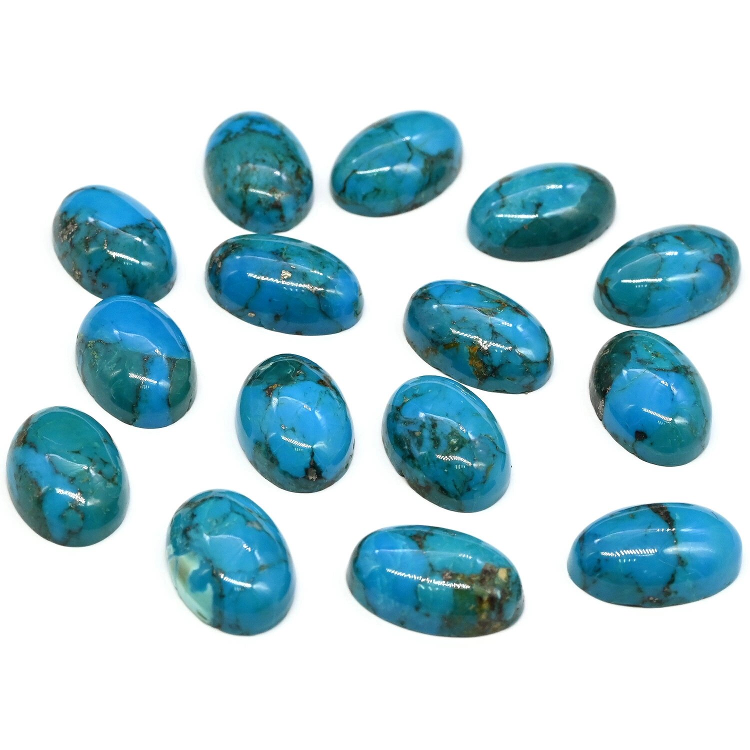 Кабошон из бирюзы пресованной овал 8*12*3мм (28-1)