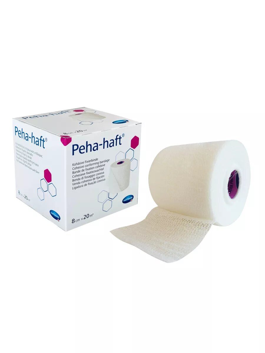 Бинт Hartmann Peha-Haft, нестерильный, самофиксирующийся, бежевый 8 см x 20 м
