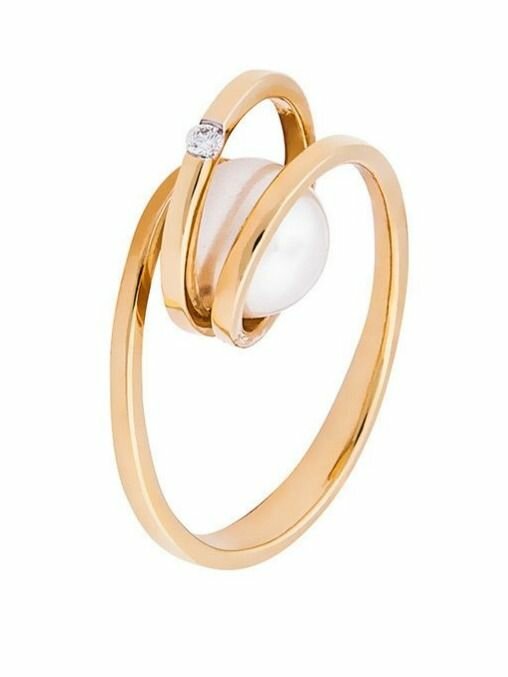 Кольцо, красное золото, 750 проба, жемчуг культивированный