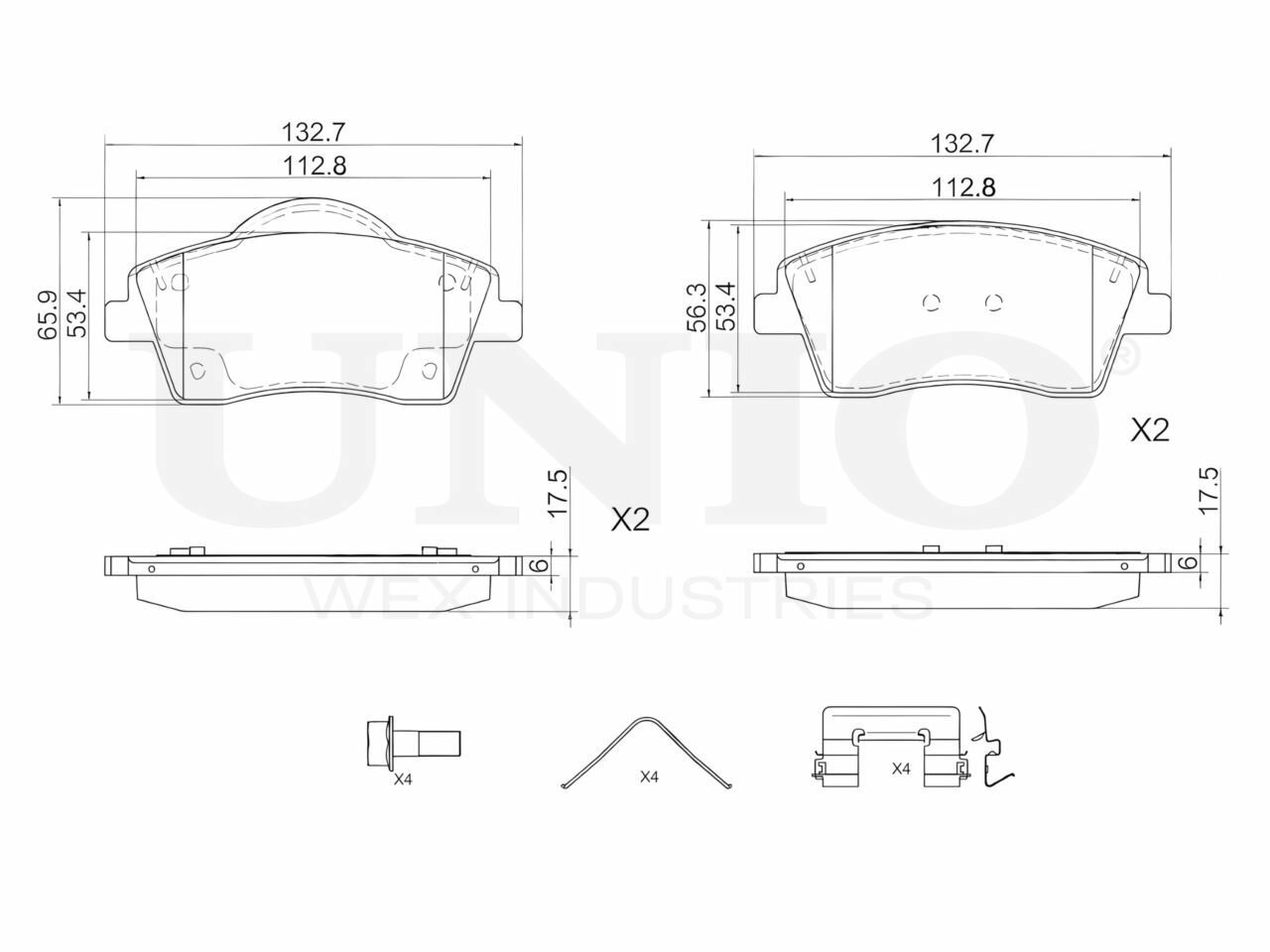 Колодки тормозные дисковые передние, для Вольво XC40 17-, Volvo 17-, артикул BRP-20260, производителя UNIO