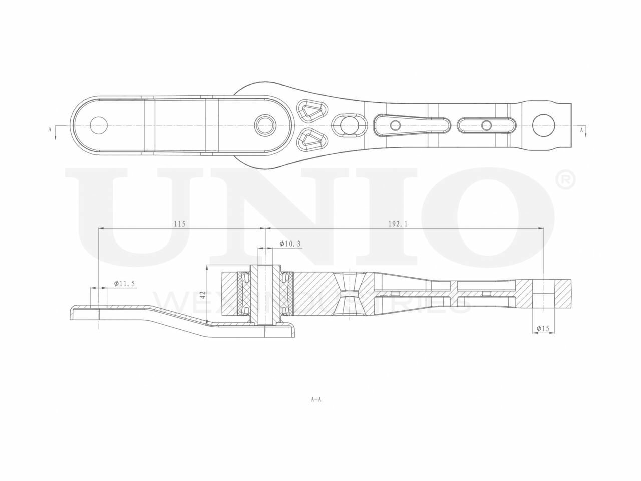 Опора двигателя задняя, для Фольксваген Гольф V, VI 05-, Шкода Октавия (1Z3, 1Z5) 08-, Ауди A3 II 07- Volkswagen Golf Skoda Octavia Audi 07- артикул RMP-15150 производителя UNIO