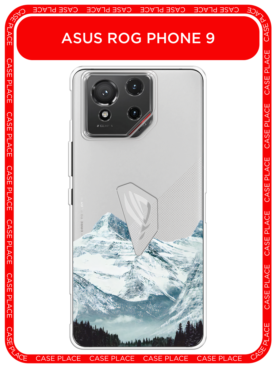 Чехол на Asus ROG Phone 9 / Асус Рог Фон 9 с принтом Горы арт 1, прозрачный