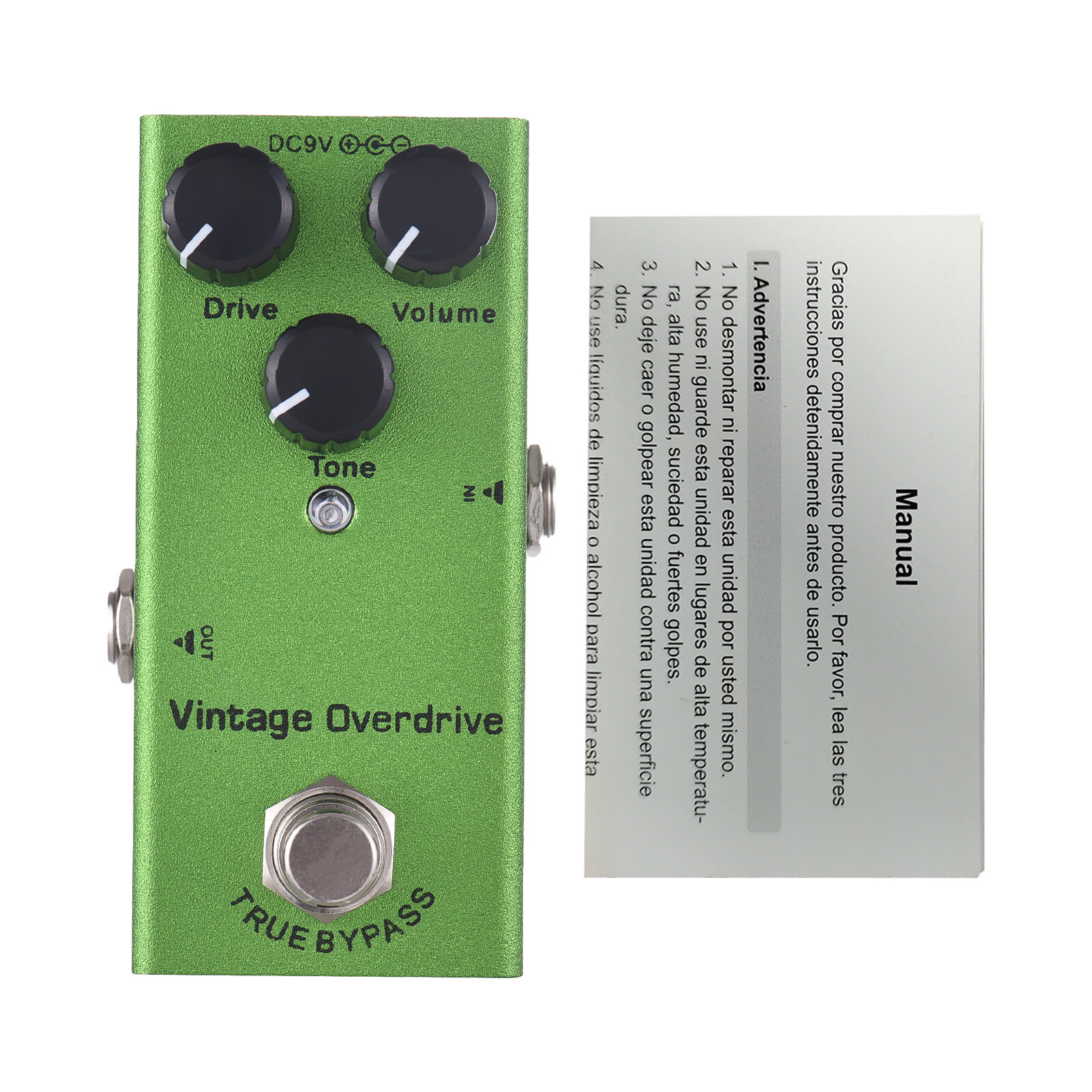 Винтажная гитарная педаль эффектов овердрайв с регуляторами перегрузки, громкости и тембра, выходным и байпасным интерфейсом 6,35 мм (DC 9V True Bypass), эффектор для электрогитары.
