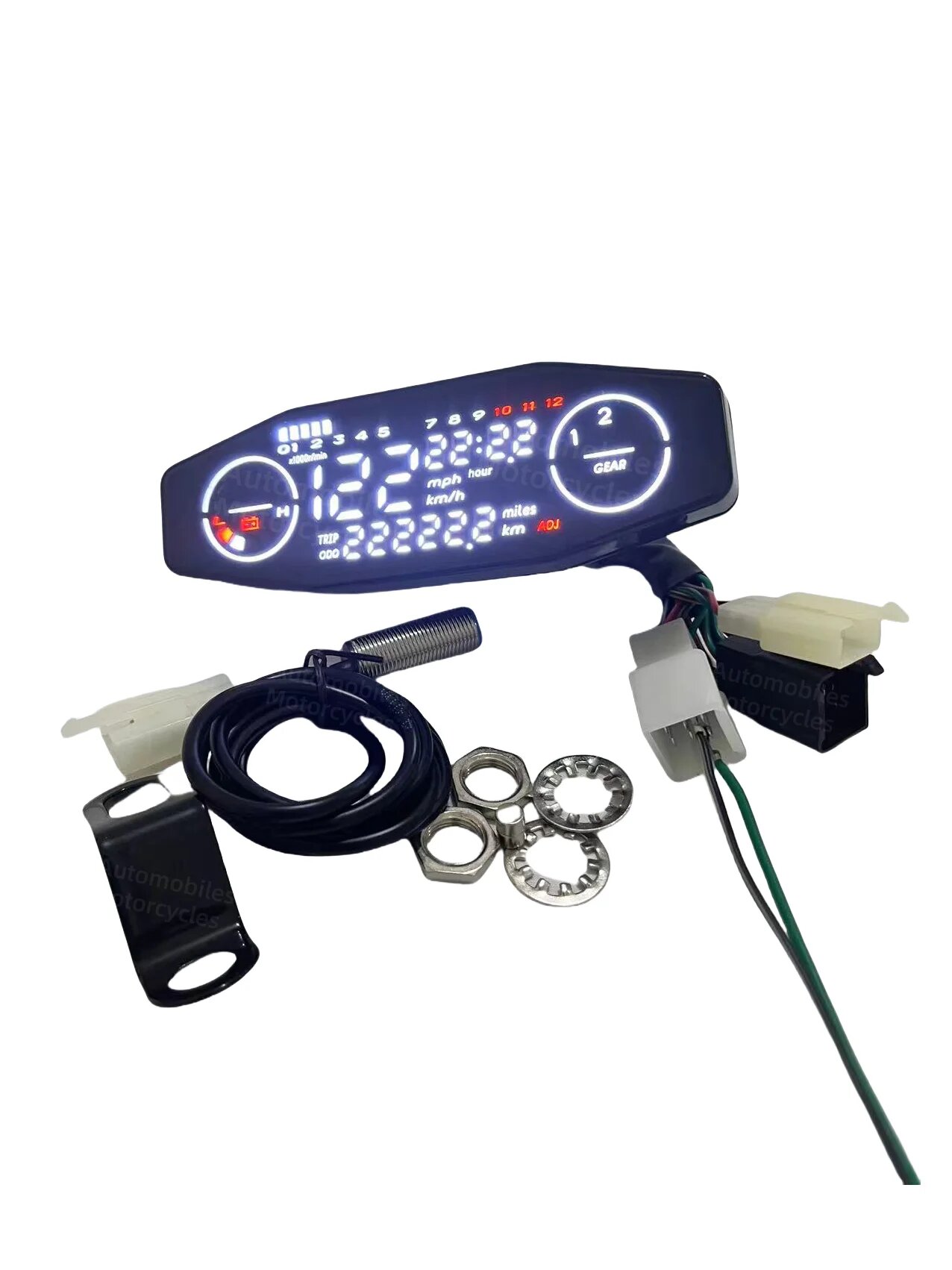 Новый универсальный мотоциклетный спидометр, мото приборная панель, масляный датчик, цифровые счетчики, набор датчиков, тахометр, одометр для России KR200 with A and Bracket