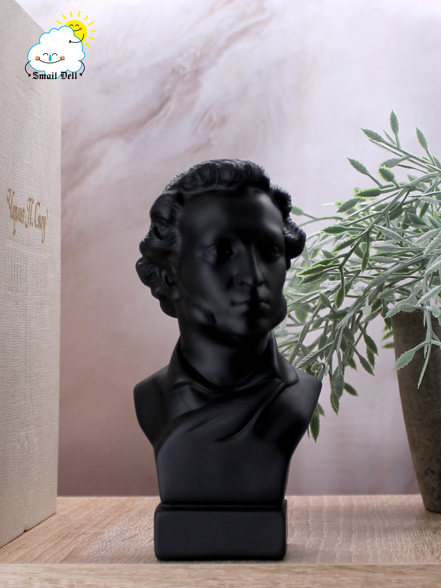 Статуэтка бюст А. С. Пушкин № 2 , 13.5 см , гипс , цвет чёрный матовый