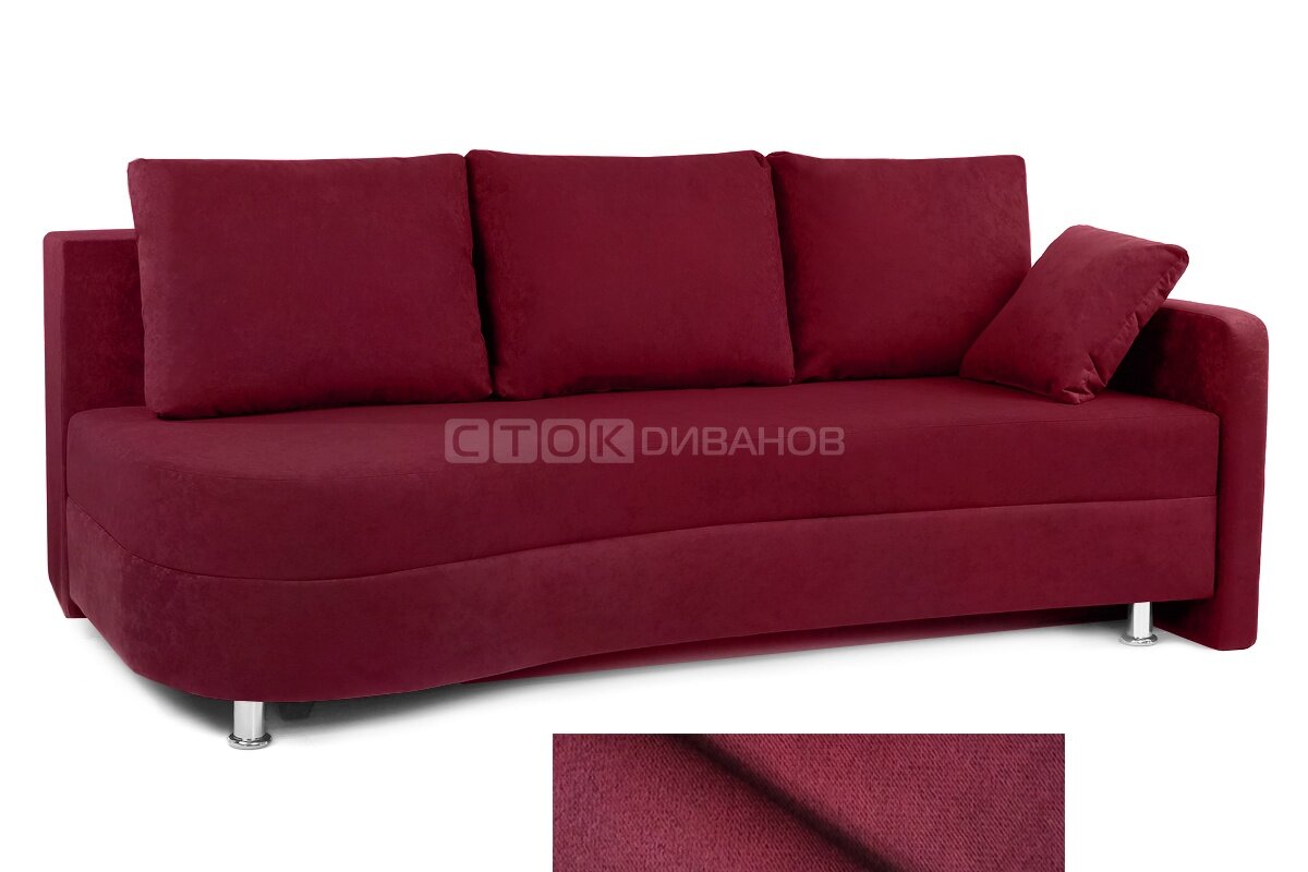 Диван Сток Диванов Фантазия Wine бордовый, механизм еврокнижка, с ящиком для хранения