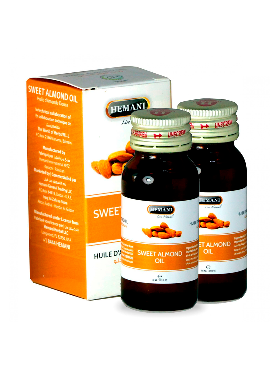 Масло Hemani Сладкого Миндаля, 2 шт по 30 мл, 100 % натуральное масло холодного отжима