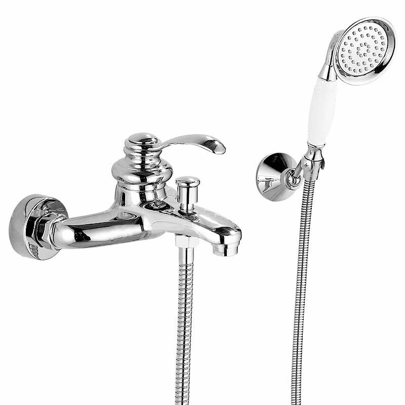 Латунный настенный душевой набор, белый керамический смеситель для душа