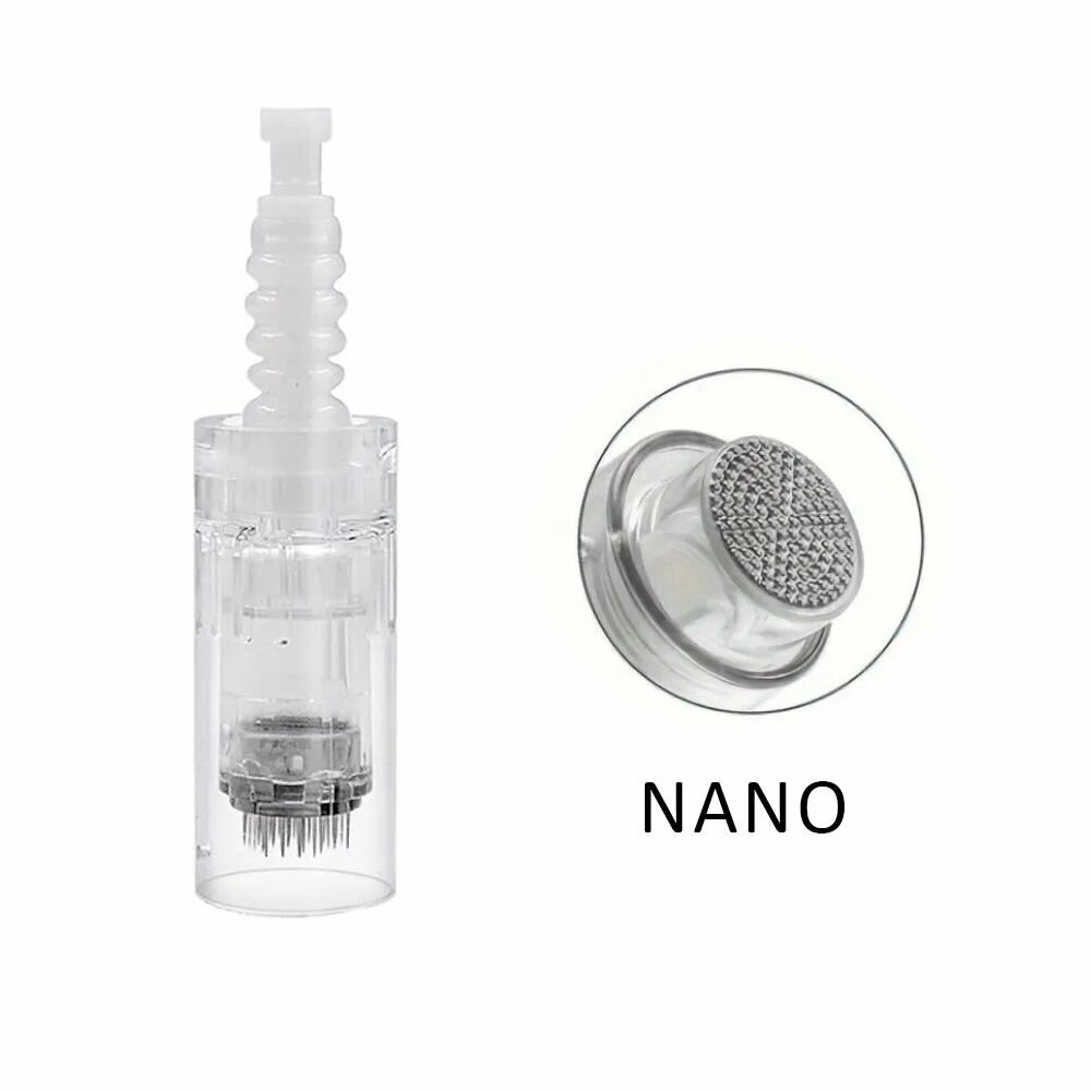 Картридж Байонет на NANO иглы 10 шт. Насадка для дермапенов и мезопенов DERMA PEN: My-M, Ultima N2, M5, A6, M7, E30 Прозрачный Bayonet white cartridge