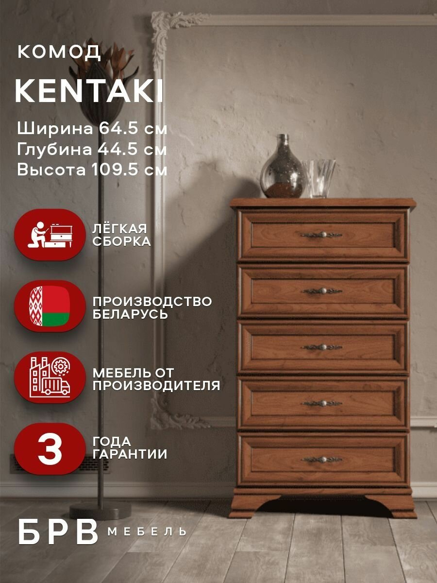 Комод-тумба Kentaki KOM5S (Каштан) Black Red White 3 уп.