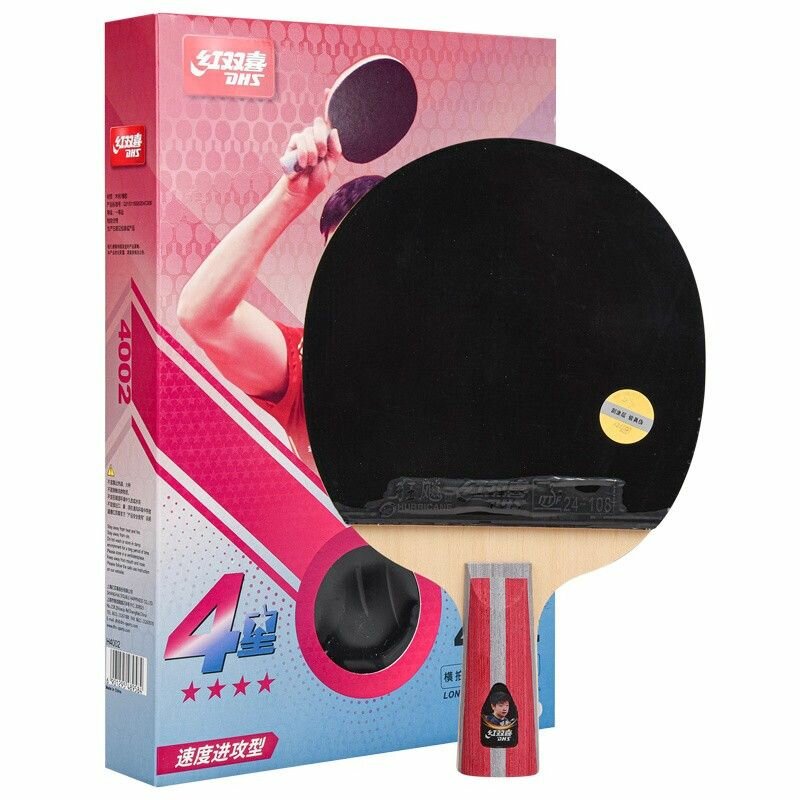 DHS 4 STAR RACKET HURRICANE 3 RUBBER, Ракетка Для Настольного Тенниса, Для Пользователей Среднего Уровня