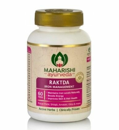 Рактда Махариши - очищение крови, дефицит железа, Raktda Maharishi, 60 таб.