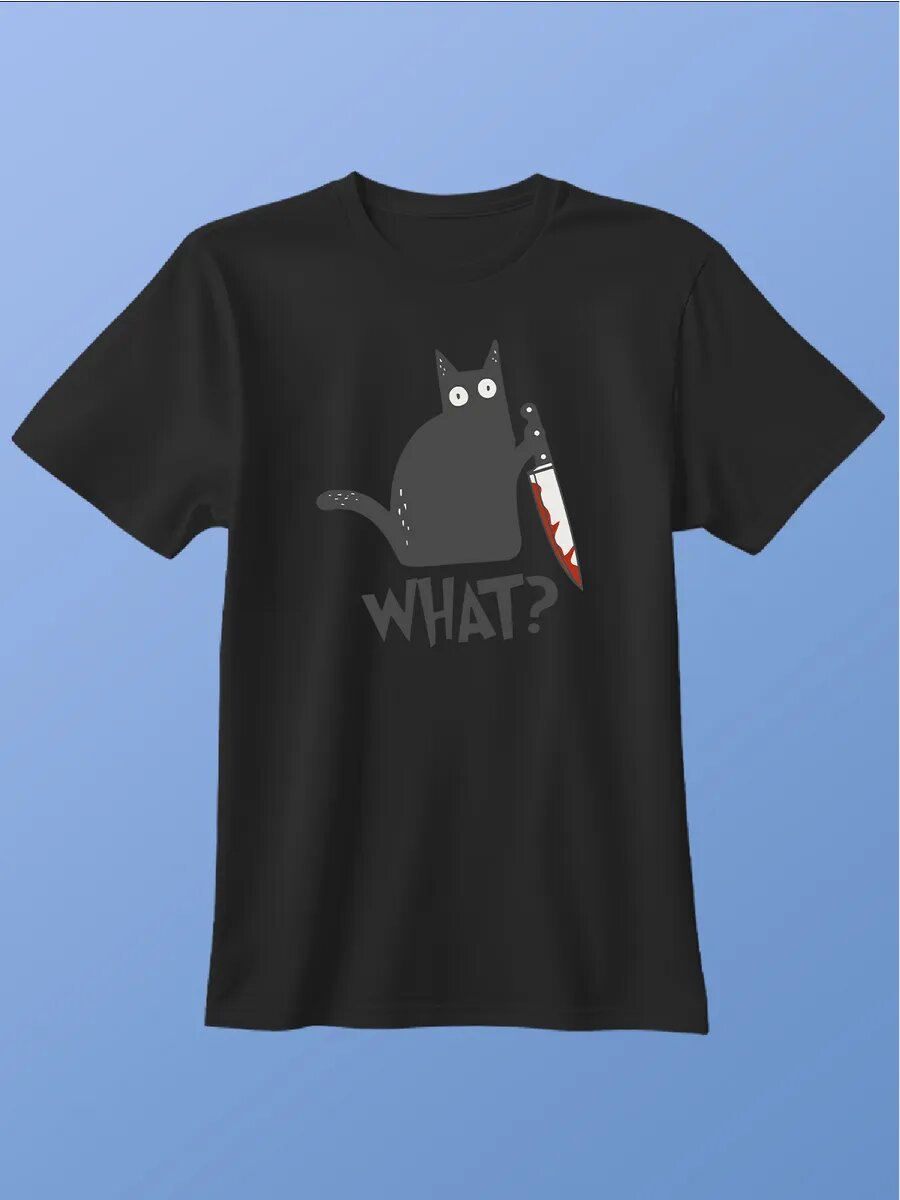 Футболка кот с ножом