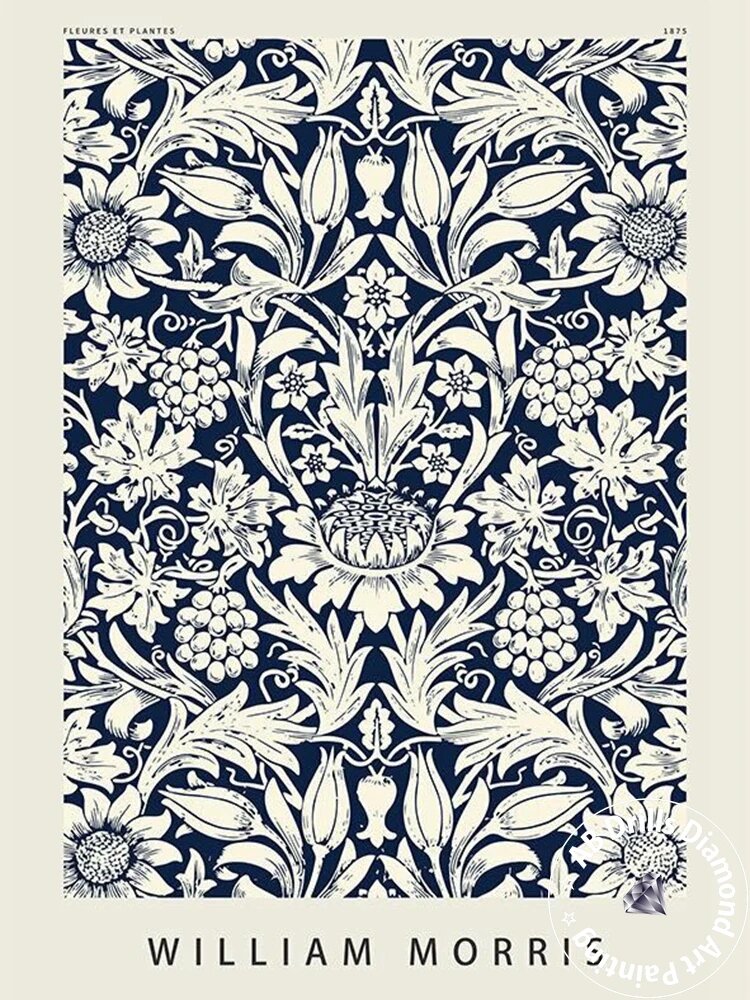 Алмазная живопись William Morris Museum Темно-синий, AB Square 40X30cm, 16