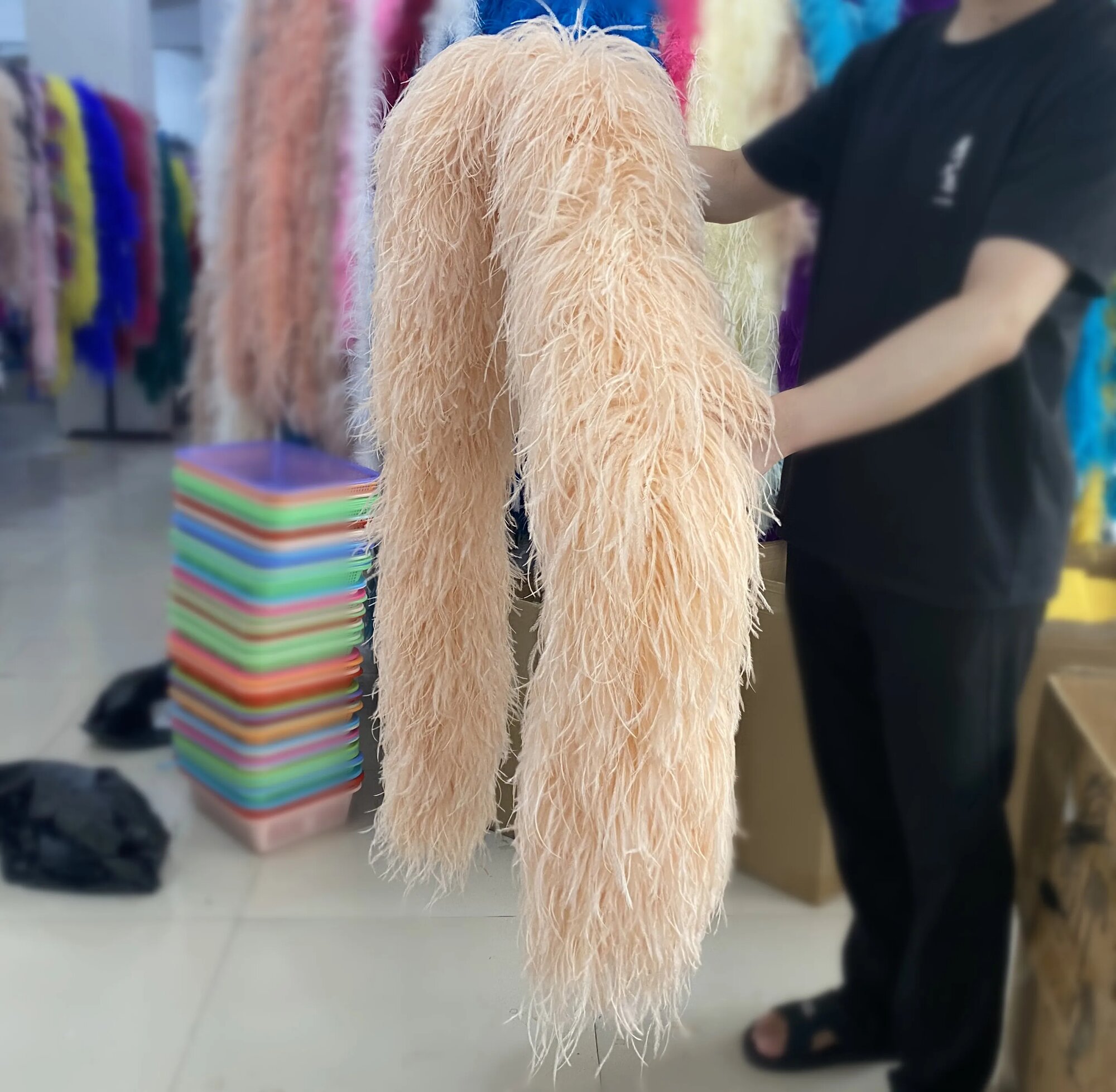 Страусиное перо боа 2 метра 1PLY, Champagne