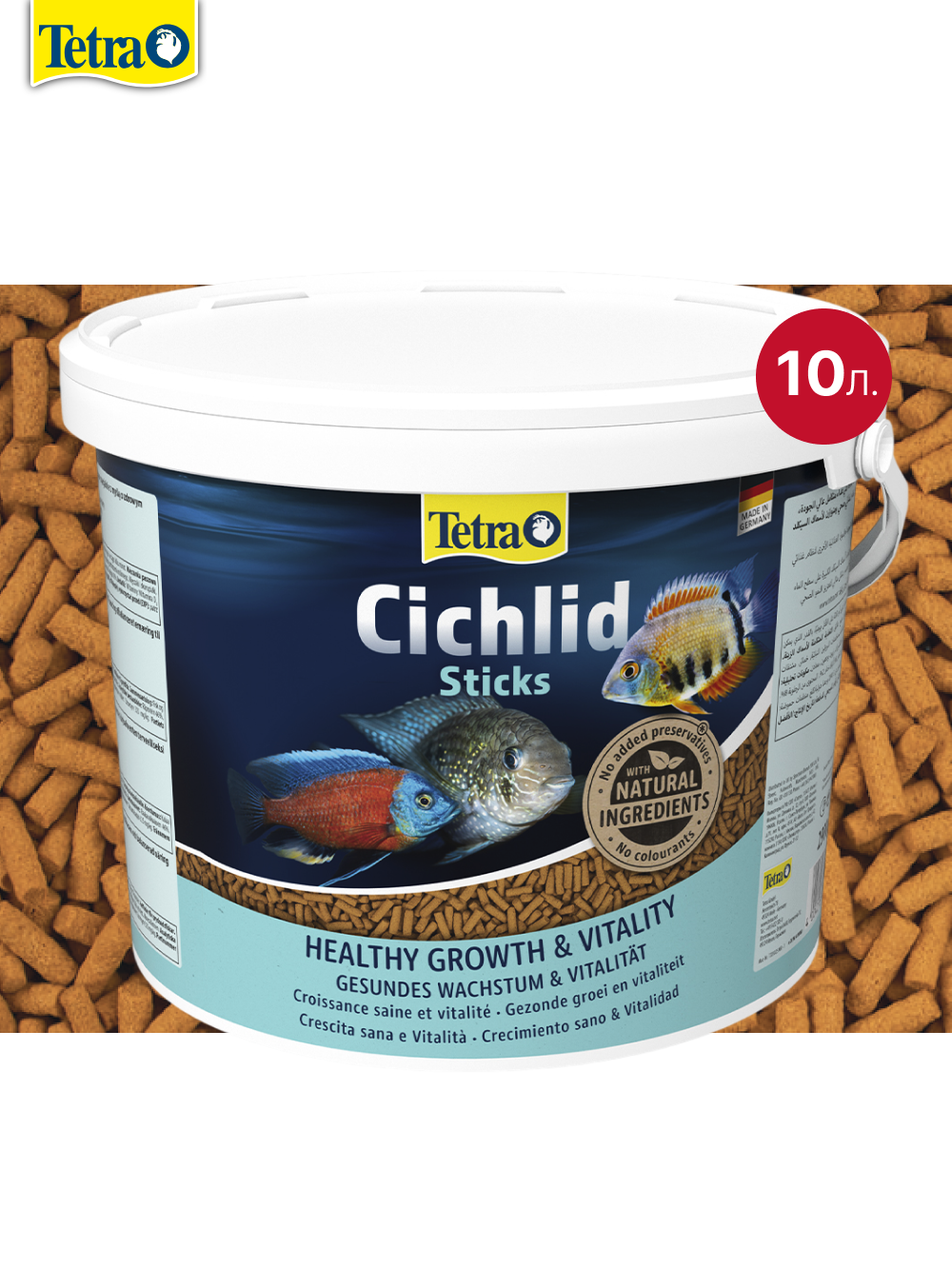 Корм TetraCichlid, для всех цихловых рыб, в виде палочек, 10л