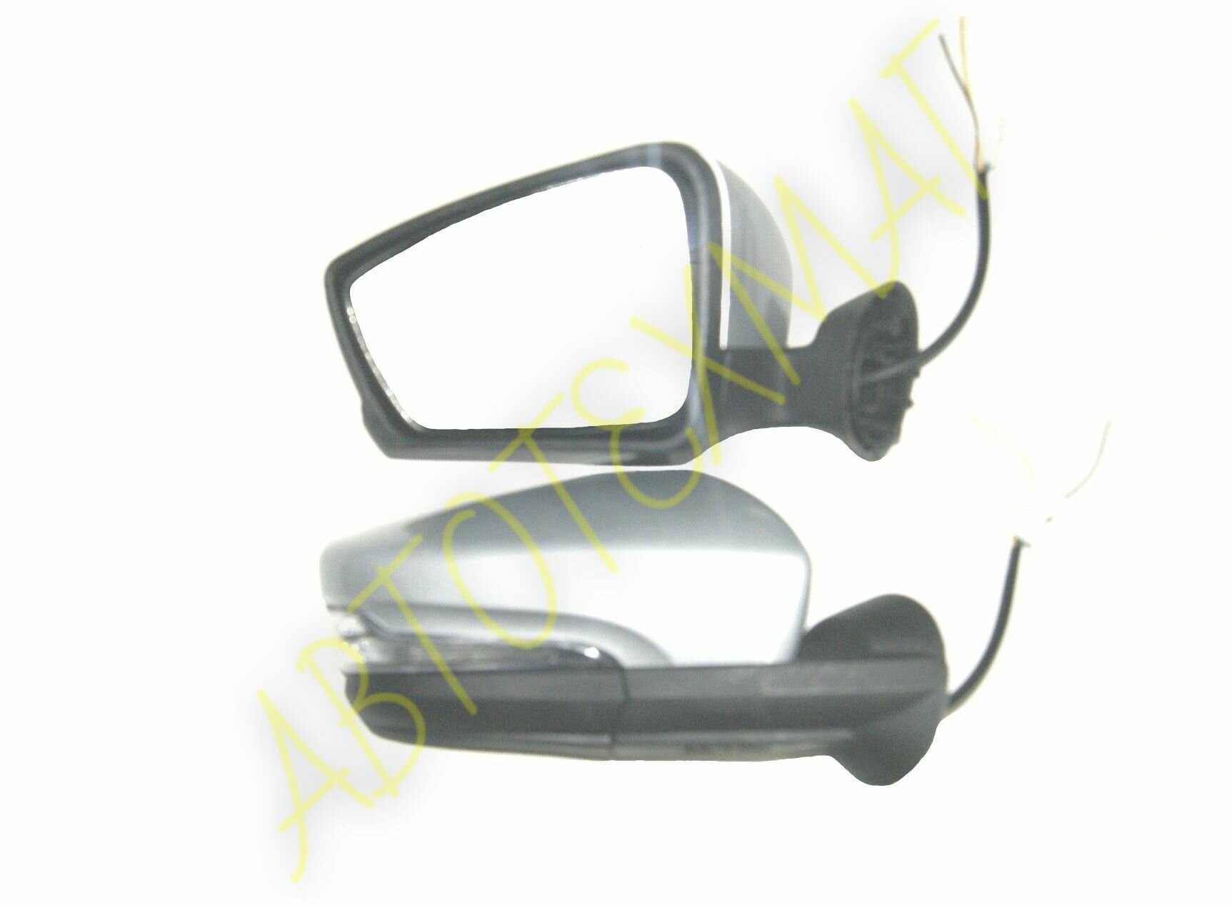 Зеркало боковое Лада Ларгус, Рено Логан, Дастер, Сандеро, комплект в стиле Гранта с электроприводом, обогревом и повторителем поворотов, цвет Платина (краска 691).