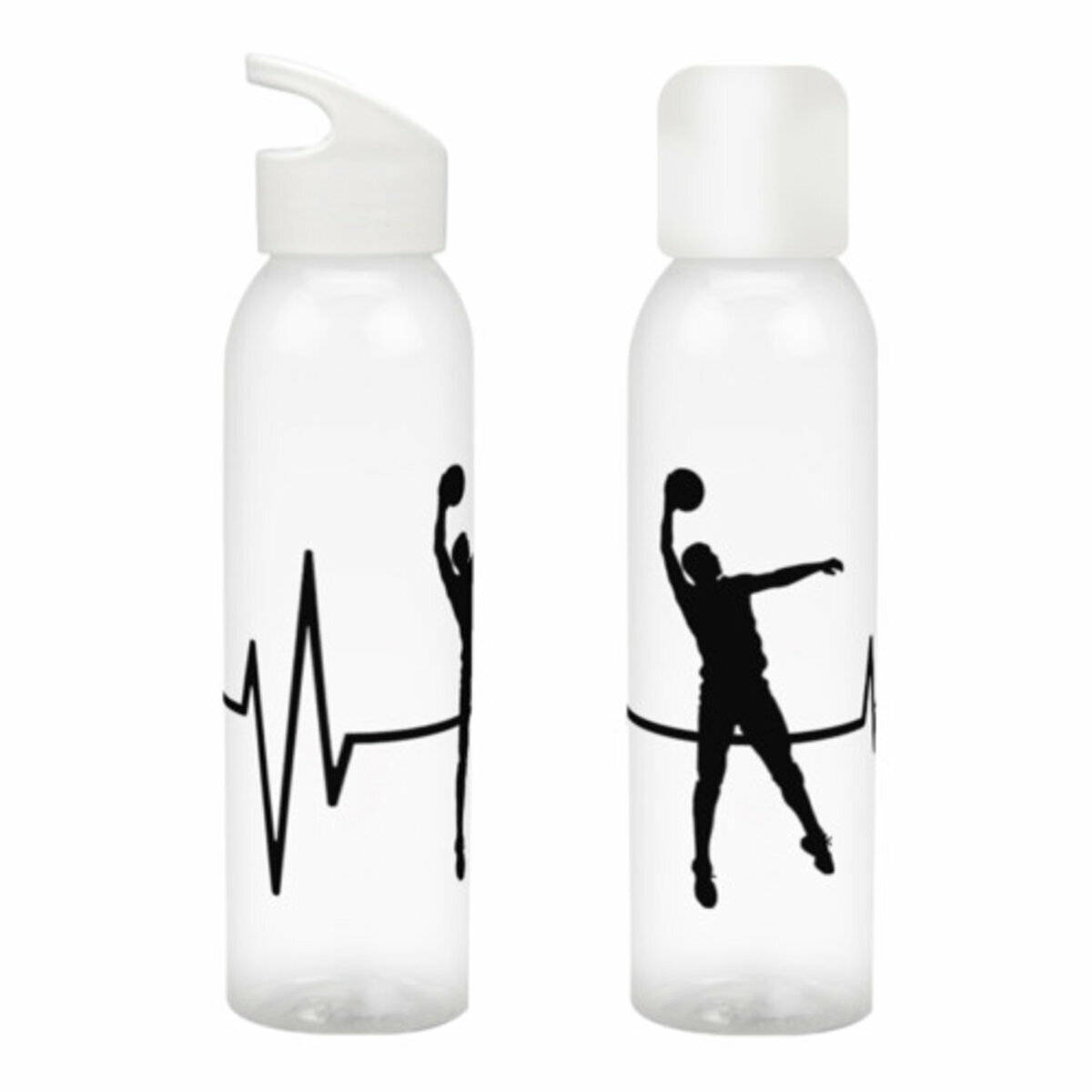 Бутылка для воды «В ритме сердца: волейбол. Подарок волейболисту.» (белый)