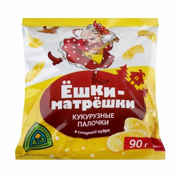 Кукурузные палочки в сахарной пудре Ёшки-матрёшки 90г 3шт