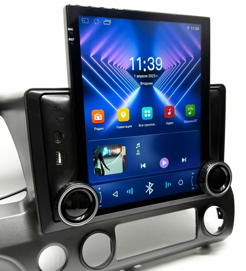 Большая магнитола Tesla Drive One 4/64 с крутилками Honda Civic 4d 10 дюймов 2006-2011