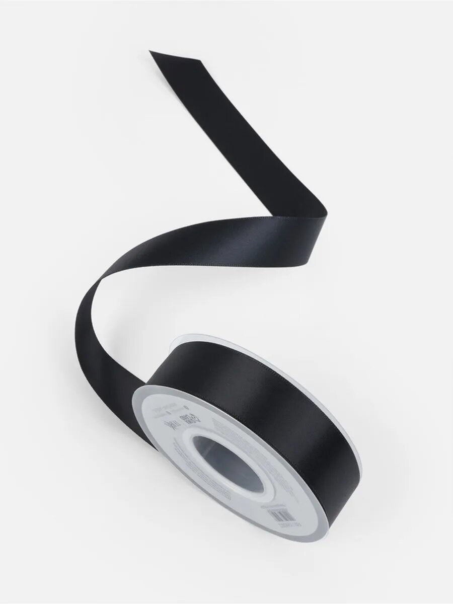 Лента атласная двухсторонняя №0030 25мм*25±1м чёрный TR